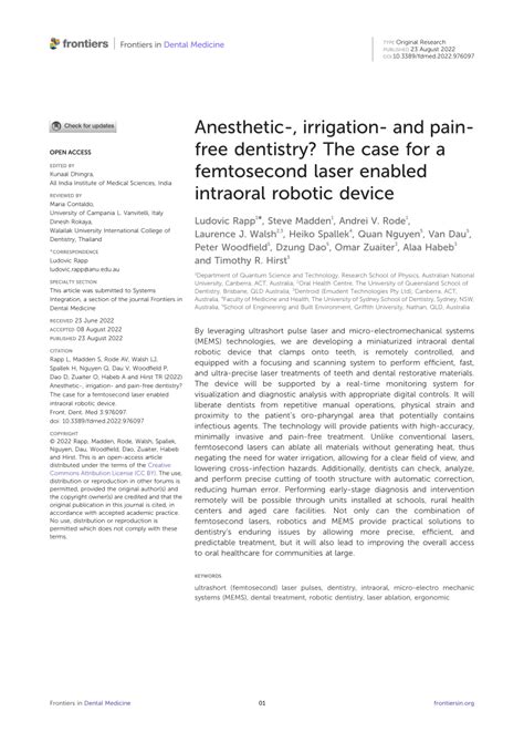 Pdf Femtosecond Laser Dentistry For Precise And Efficient Cavity Preparation In Teeth