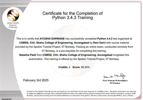 Ayusha Darwade On Linkedin Python Iitbombay Certification Learning