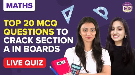 Top 20 Maths Mcq Questions To Crack Section A In Board Exams Live Quiz Byjus Class 10 Youtube