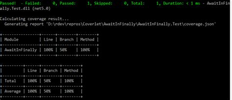 uncovered branch at the of finally block when await appears within it · issue 1233