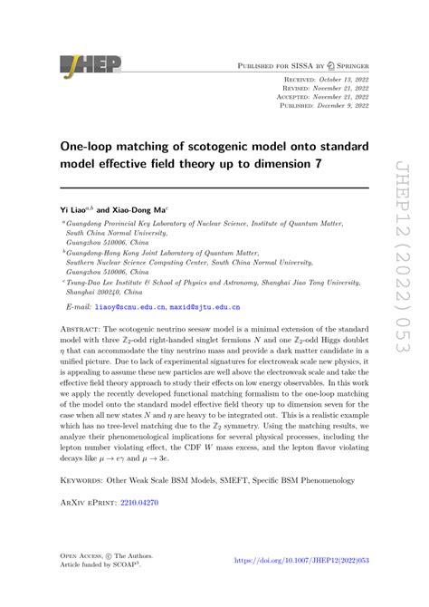 pdf one loop matching of scotogenic model onto standard model