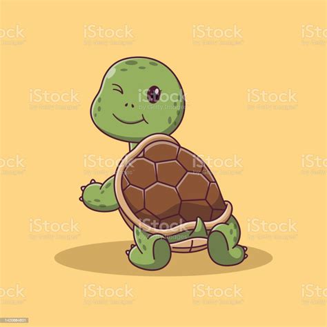 귀여운 거북이 만화 캐릭터 거북이 아이콘 개념 플랫 만화 스타일 웹 방문 페이지 배너 전단지 스티커 카드에 적합 거북이에 대한 스톡 벡터 아트 및 기타 이미지 Istock