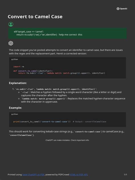 Convert To Camel Case Pdf