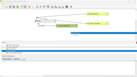 Qgis Model Builder For Creating Buffer And Overlaying With Another Shape File For Clip Youtube