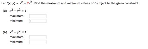 Solved Let F X Y X 2 7y 2 Find The Maximum And