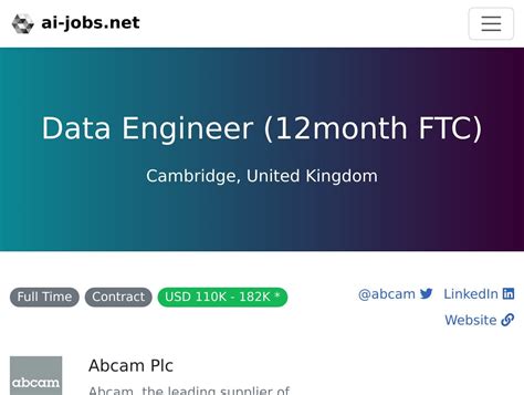 Hiring Data Engineer 12month Ftc In Cambridge United Kingdom R