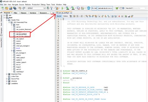 Open The Bootloader Project Open The Cantpconfigh File In The
