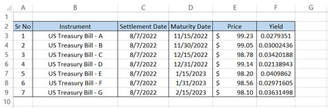 TBILLYIELD Function Formula Examples Calculate Bond Yield Wall Street Oasis