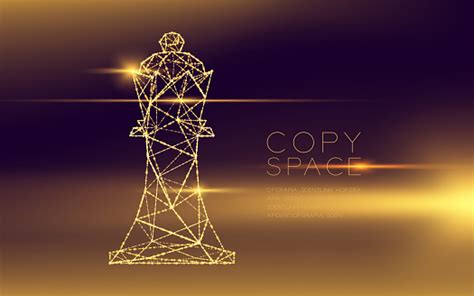 체스 킹 와이어 프레임 다각형 미래 Bokeh 빛 프레임 구조와 렌즈 플레어 비즈니스 전략 개념의 디자인 일러스트 레이 션의