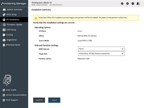 Installing A Linux Operating System Lxpm V5 Lenovo Docs