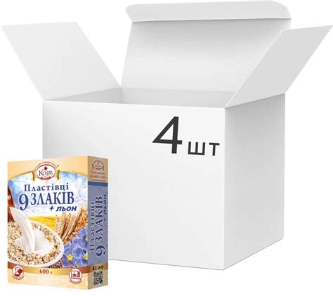 Упаковка хлопьев Козуб 9 злаков + лен 600 г х 4 шт (4820094536249 ...