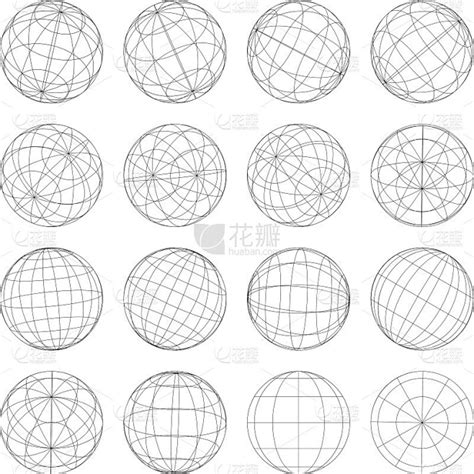 一组抽象的球体，矢量插图素材 花瓣网