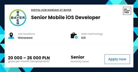 Senior Mobile Ios Developer Job Mobile Digital Hub Warsaw At Bayer