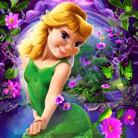 A Flying Tinkerbell Over Disney Like Trees · Creative Fabrica