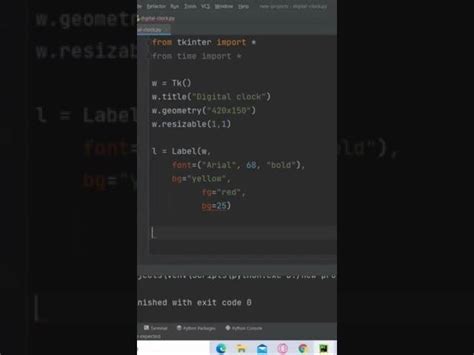 Simple Digital Clock Python Tkinter Shorts Viral Python ⏰ Ajit More