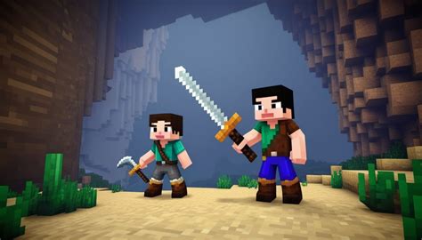 Minecraft Adventure Two Skin Colors In A Cave Stable Diffusion Online