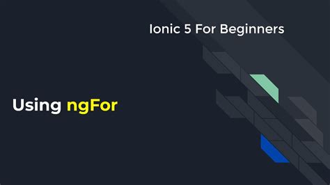 Ionic 5 For Beginners Using Ngfor Directive Youtube