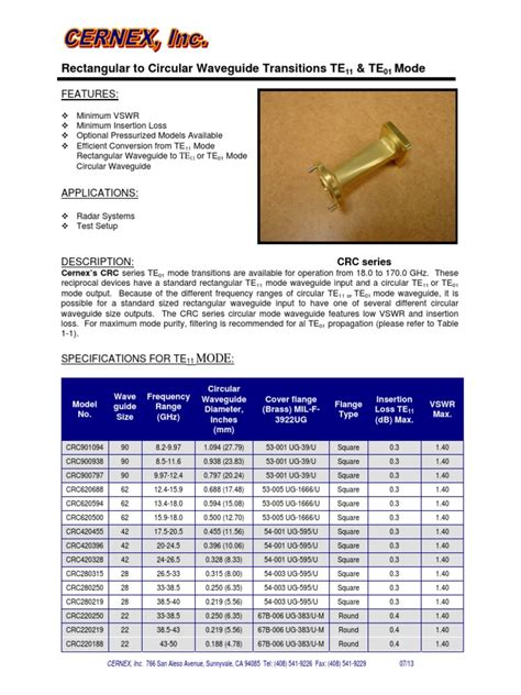 Rectangular To Circular Waveguide Transitions Pdf Oscillation Electricity