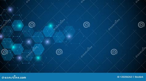 Abstract Science And Technology Concept From Hexagonal Elements Polygonal Geometric Design With