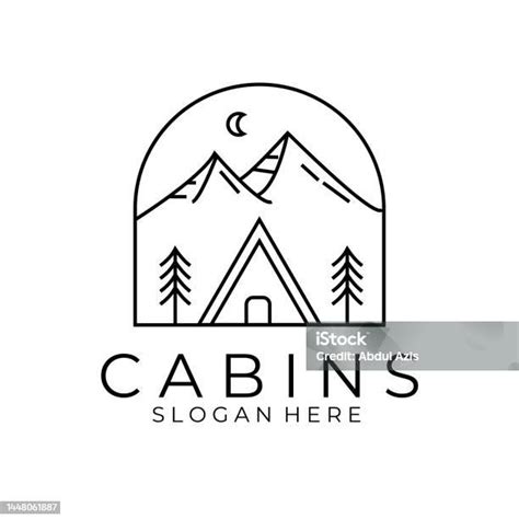 캐빈 로고 라인 아트 배지 미니멀리스트 벡터 디자인 일러스트 레이 션 가로수에 대한 스톡 벡터 아트 및 기타 이미지 가로수 건물 외관 과거 Istock