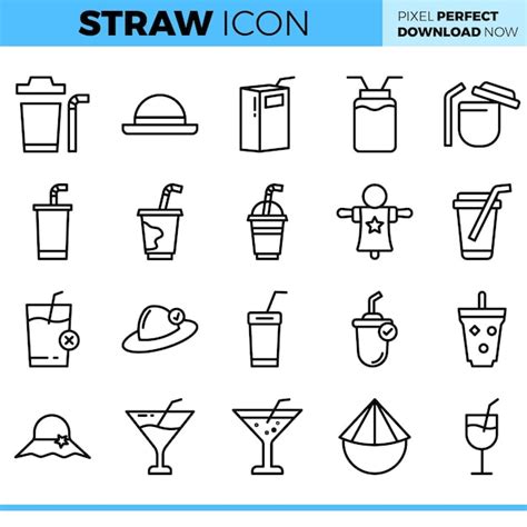 Premium Vector Vector Straw Icon Set