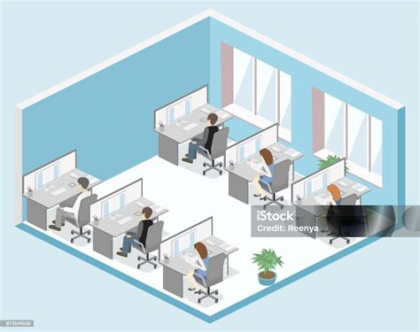 3 차원 Isometric 사무실 바닥 인테리어 부서 개념 벡터 평면 3차원 형태에 대한 스톡 벡터 아트 및 기타 이미지 3차원 형태 가정의 방 건축물 Istock