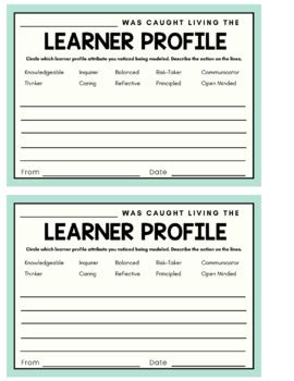 IB Learner Profile Cards By Elementary On The Eastside TPT