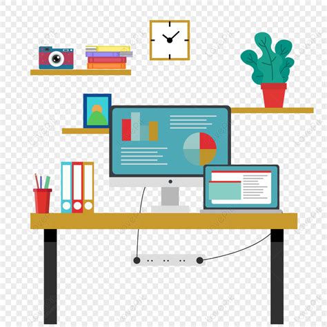 整齊擺放物品的電腦工作台 概念 房間 卡通圖片素材 Eps圖片尺寸1200 × 1200px 高清圖案380368086