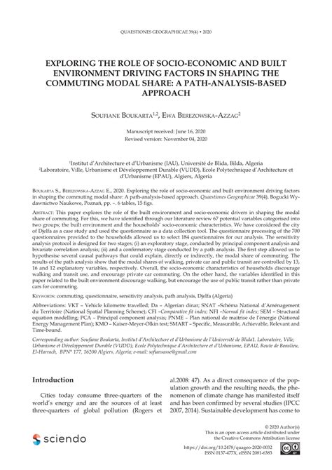 Pdf Exploring The Role Of Socio Economic And Built Environment