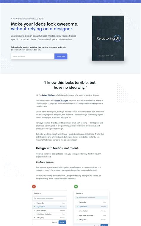 Refactoring Ui The Book One Page Website Award