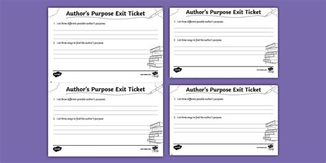 Fourth Grade Author S Purpose Exit Ticket Professor Feito