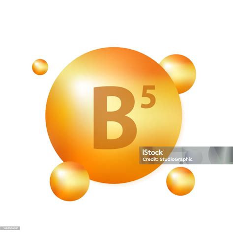 Vitamin B5 Gold Icon Vitamin Drop Pill Capsule Icon Pantothenic Acid