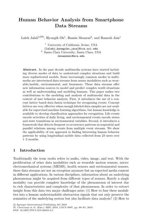 Pdf Human Behavior Analysis From Smartphone Data Streams