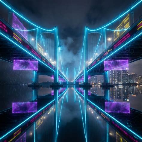 Free Neon Bridge Symmetry Image Bridge Cyberpunk Neon Download At