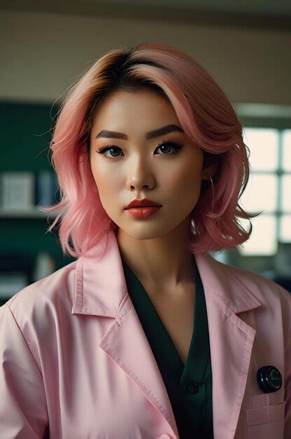 Beautiful Asian Woman Doctor Nurse Asian Business Woman Doctor Girl Gorgeous Nurse Premium Ai