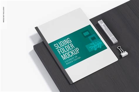 Premium Psd Corporate Sliding Folder Mockup High Angle View
