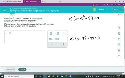 Solving A Quadratic Equation Using The Square Root Property Exact Answers Advanced