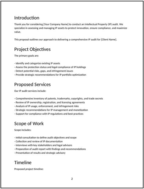 Intellectual Property Audit Proposal Free Template
