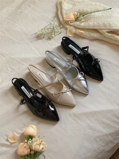 민샵 봄🌸구두 틸버 리본 스틸레토 슬링백 3cm