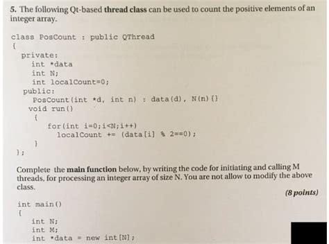 Solved The Following Qt Based Thread Class Can Be Used To Chegg