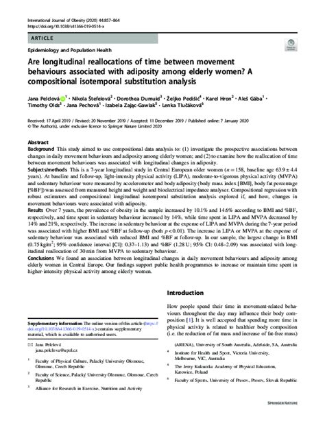 Pdf Are Longitudinal Reallocations Of Time Between Movement Behaviours Associated With
