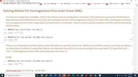Mathematica Solving Odes And Pdes Using Mathematica Dsolve Youtube