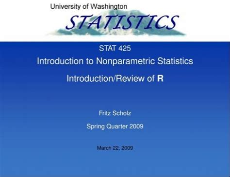 Introduction To Nonparametric Statistics Introductionreview Of R