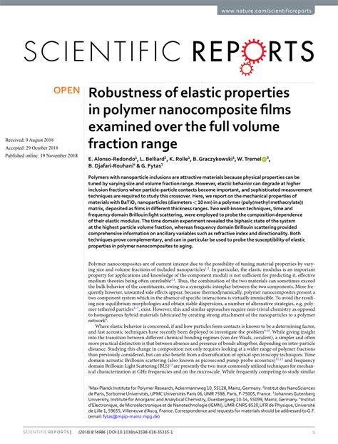 Pdf Robustness Of Elastic Properties In Polymer Nanocomposite Films Examined Over The Full