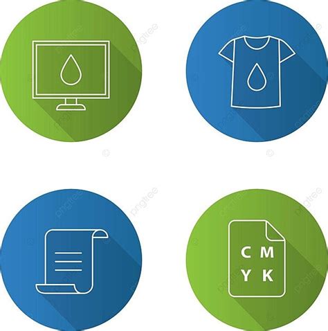 Printing Flat Linear Long Shadow Icons Set Model Shirt Set Vector