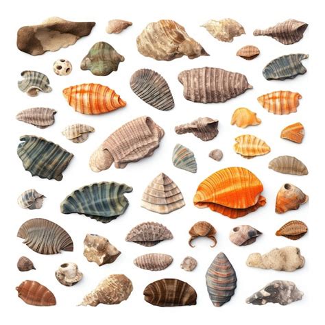 Premium Photo Fossils Set Archeologic Fossil Dig Collection Isolated Fossilized Prints Of