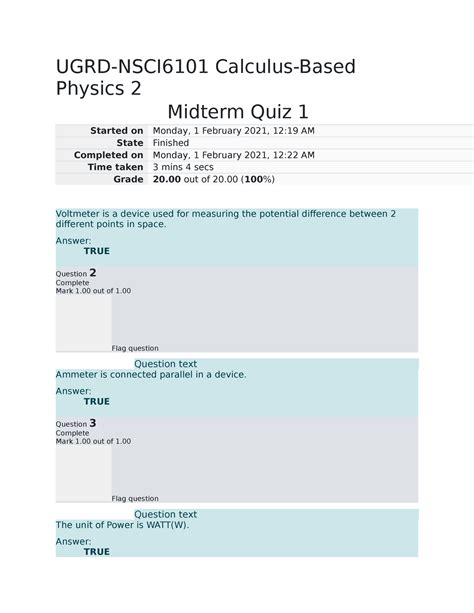 UGRD NSCI6101 Calculus Based Physics 2 Midterm Quiz 1 UGRD NSCI6101 Calculus Based Physics 2