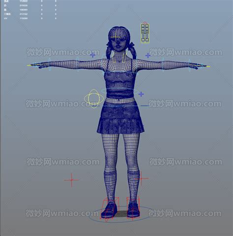 Maya模型农村小女孩可爱萝莉少女双马尾 正版模型下载 人物模型下载 微妙网wmiao