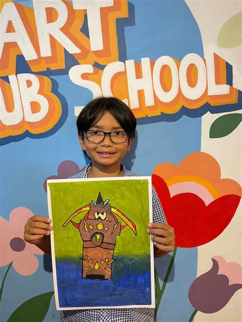 น้องแซมี อายุ 8 ขวบ ผลงานภาพวาดระบายสีโปสเตอร์ในรูปภาพที่น้องเป็นคนเลือกเองค่ะ🖌️🎨🥰 Art Club