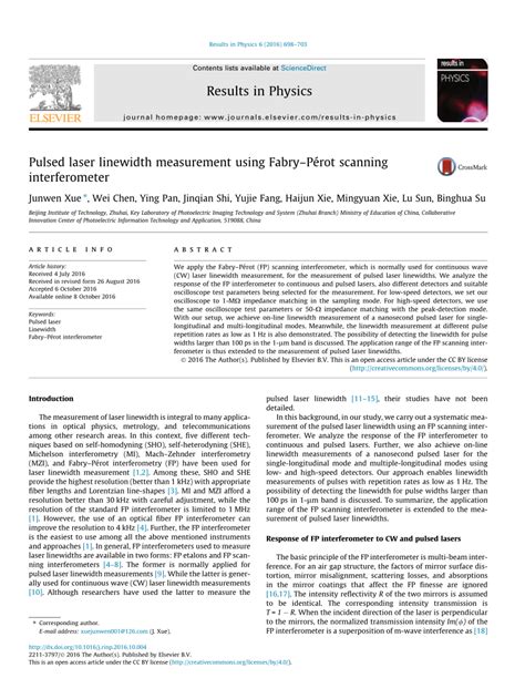 pdf pulsed laser linewidth measurement using fabry pérot scanning